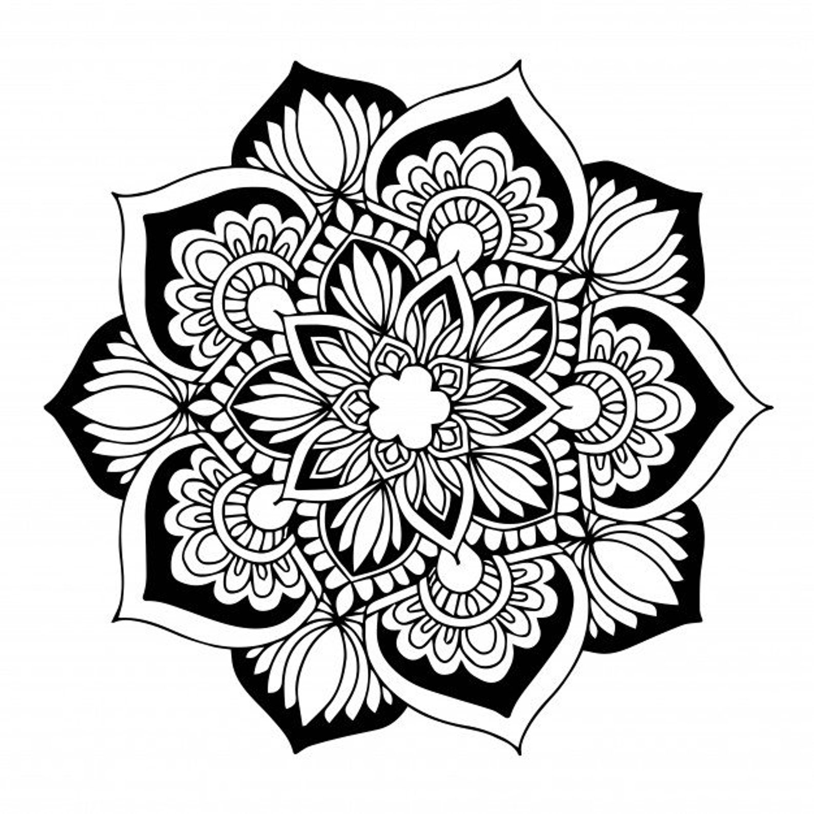 Line Art Mandala Coloring Pack #1, Set of 10 8 X 10 PDF Sheets to Color ...