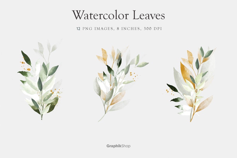 Watercolor Foliage Botanical Clipart Greenery Clip Art - Etsy