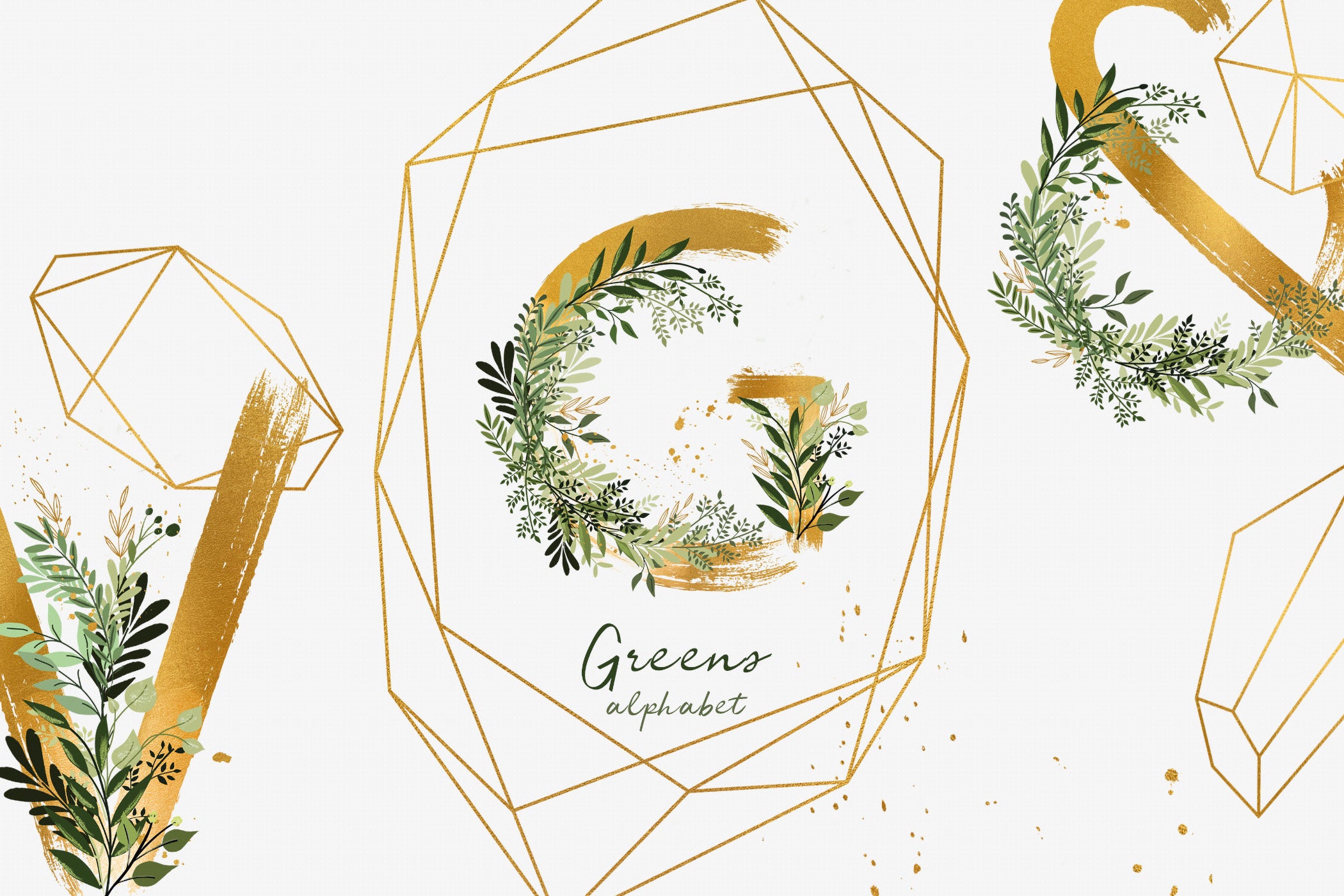 Greenery Alphabet Floral Letters Png Alphabet Clipart - Etsy