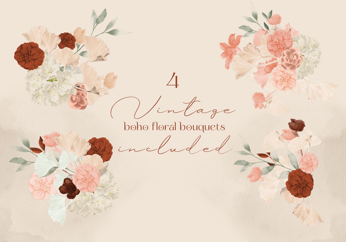 Floral Numbers Numbers Clipart Botanical Clipart Gold - Etsy