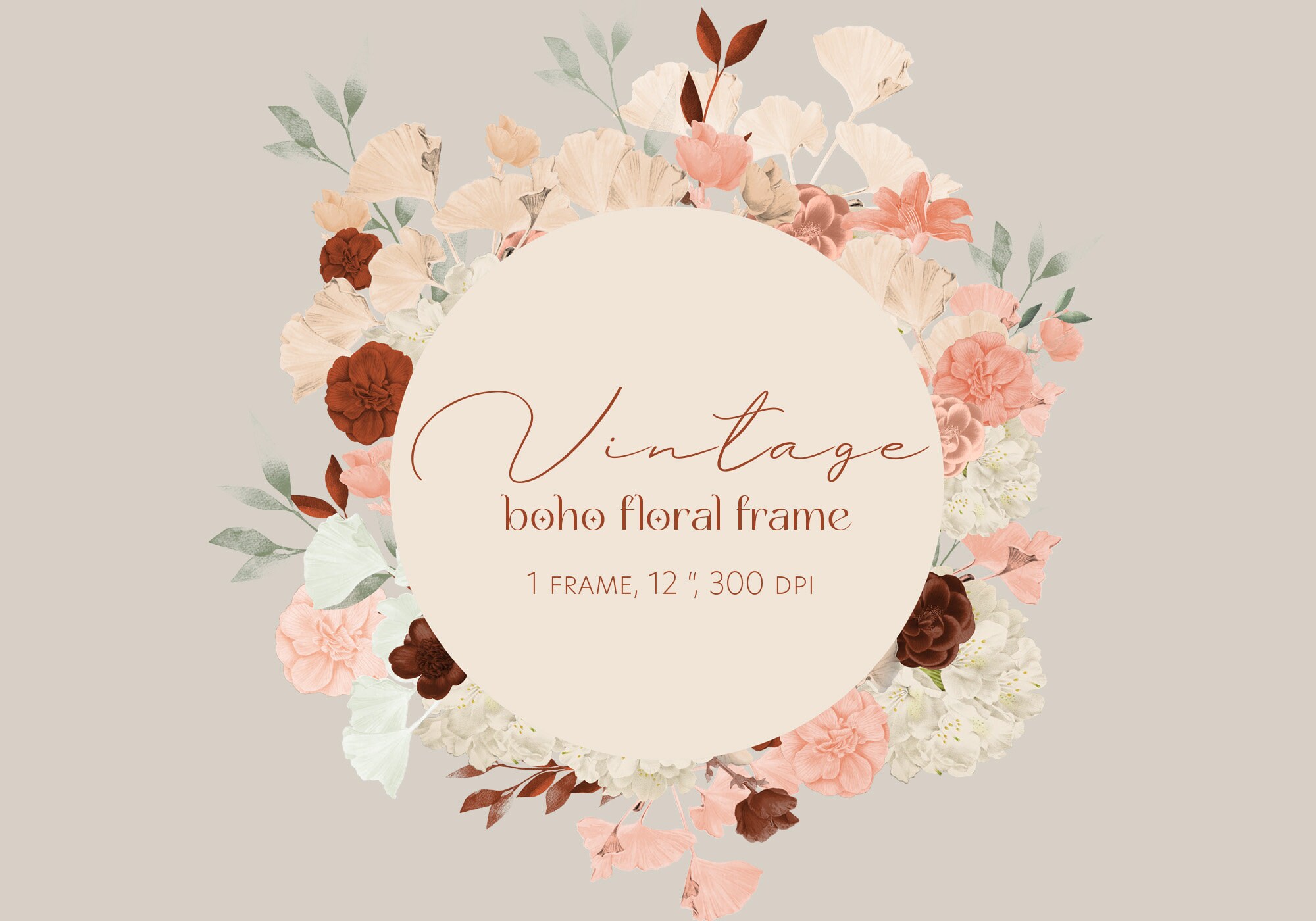 Boho Frame Clipart Floral Frame Clipart Boho Floral Clipart - Etsy UK