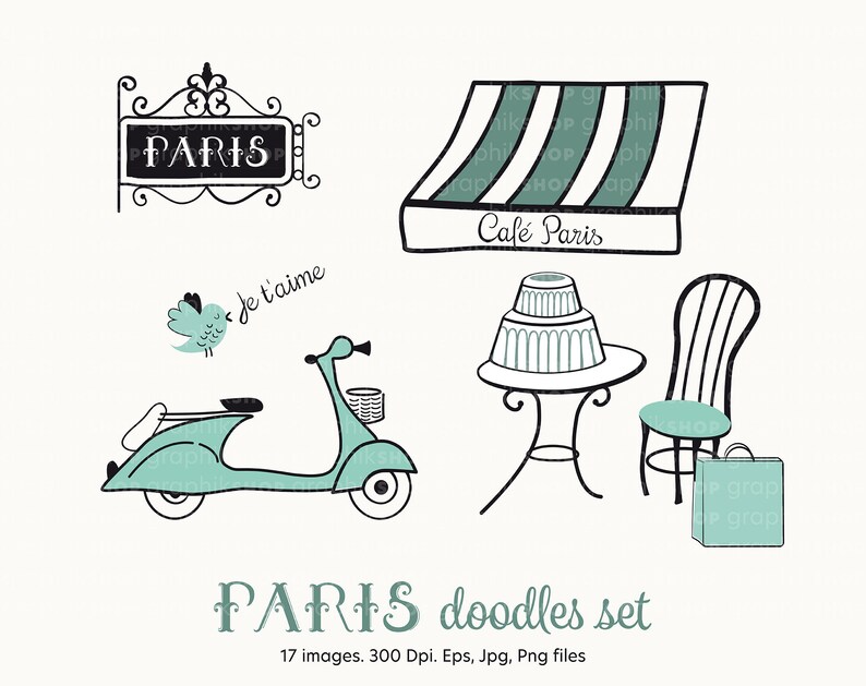 Paris Clip Art French Clipart Paris Clipart Eiffel Tower - Etsy
