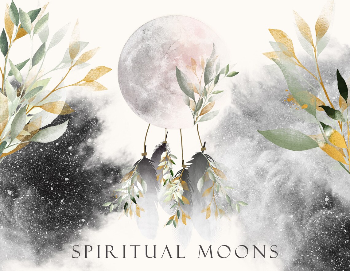 Watercolor Full Moon Clipart Moon Clipart Lunar Clip Art - Etsy