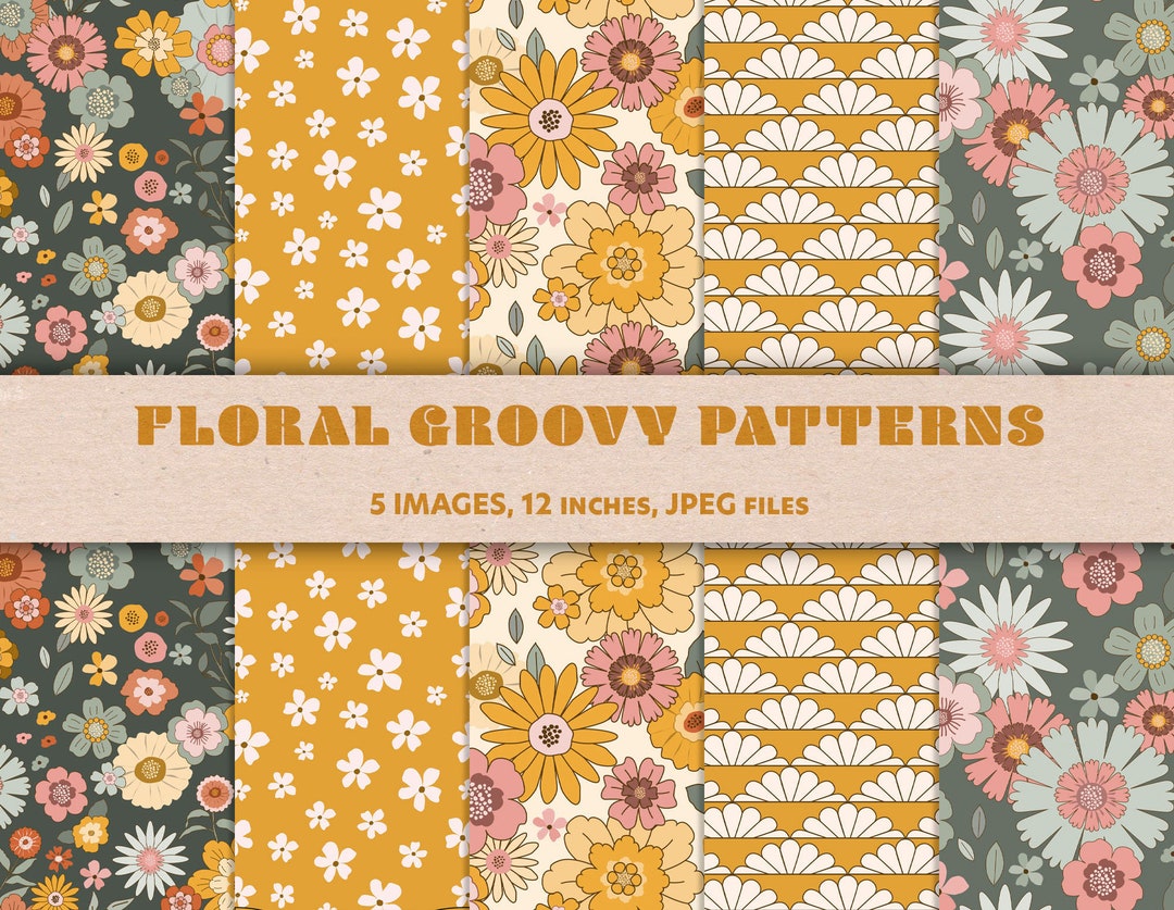 Floral Groovy Patterns, Groovy Seamless, 70s Retro Paper, Groovy Boho ...