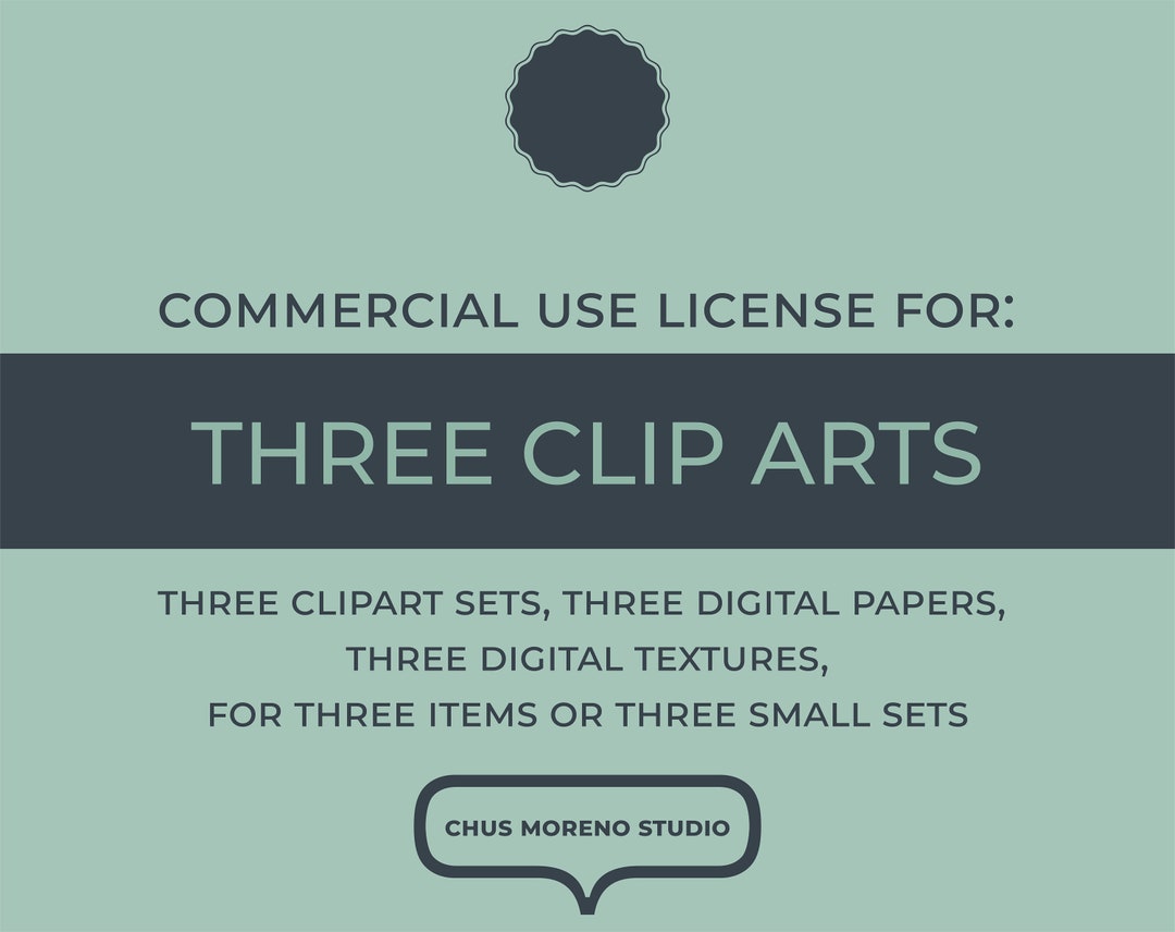 Commercial License, Clipart License, Commercial Use License for THREE ...