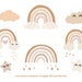 Clouds Clipart, Boho Sun Clouds and Rainbows, Weather Clipart, Raibows ...