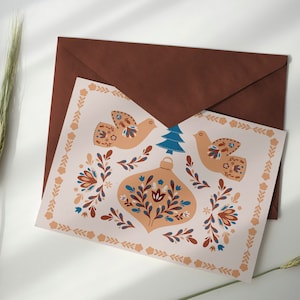 Scandinavian Cards, Folk Christmas Card, Digital Xmas Card, Scandi ...