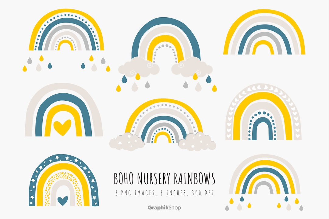 Rainbow Clipart, Boho Rainbow Png, Rainbow Vector, Newborn Clipart ...