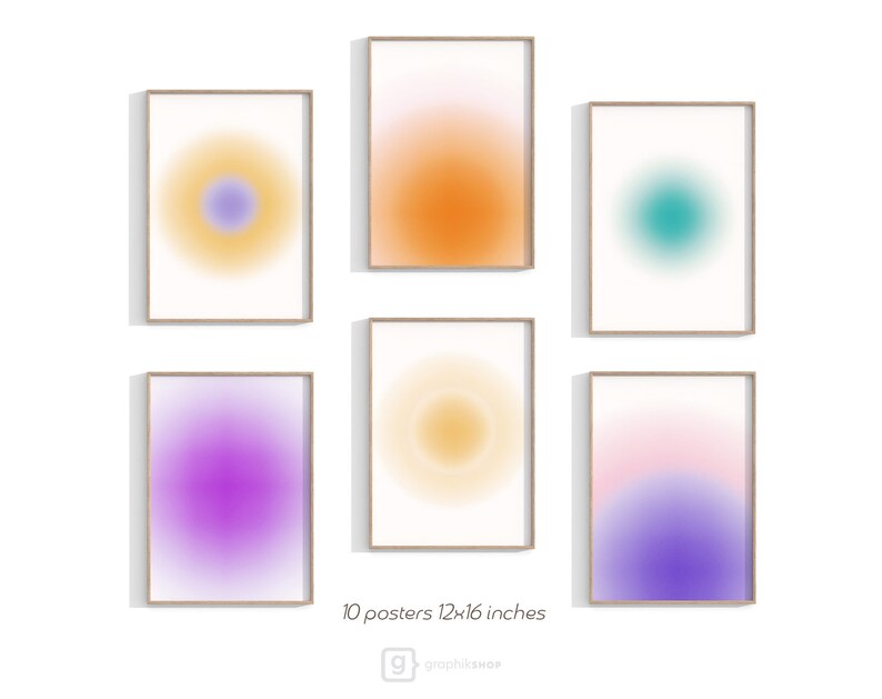 Aura Gradient Aura Print Set Aura Poster Gradient Clipart | Etsy