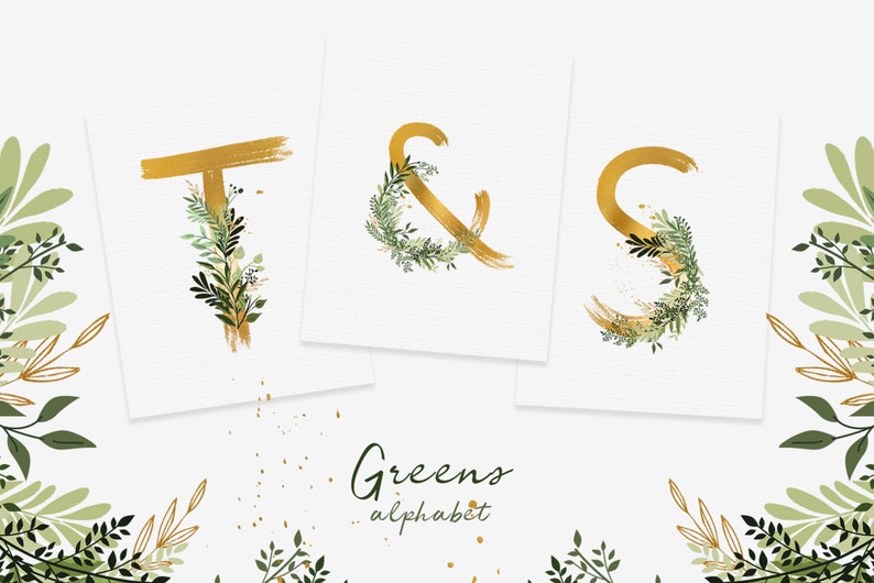 Greenery Alphabet Floral Letters Png Alphabet Clipart - Etsy