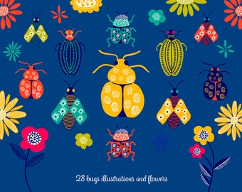 Whimsy Garden Bug Girls, Garden Clipart, Cute Bug Clipart, Whimsical ...