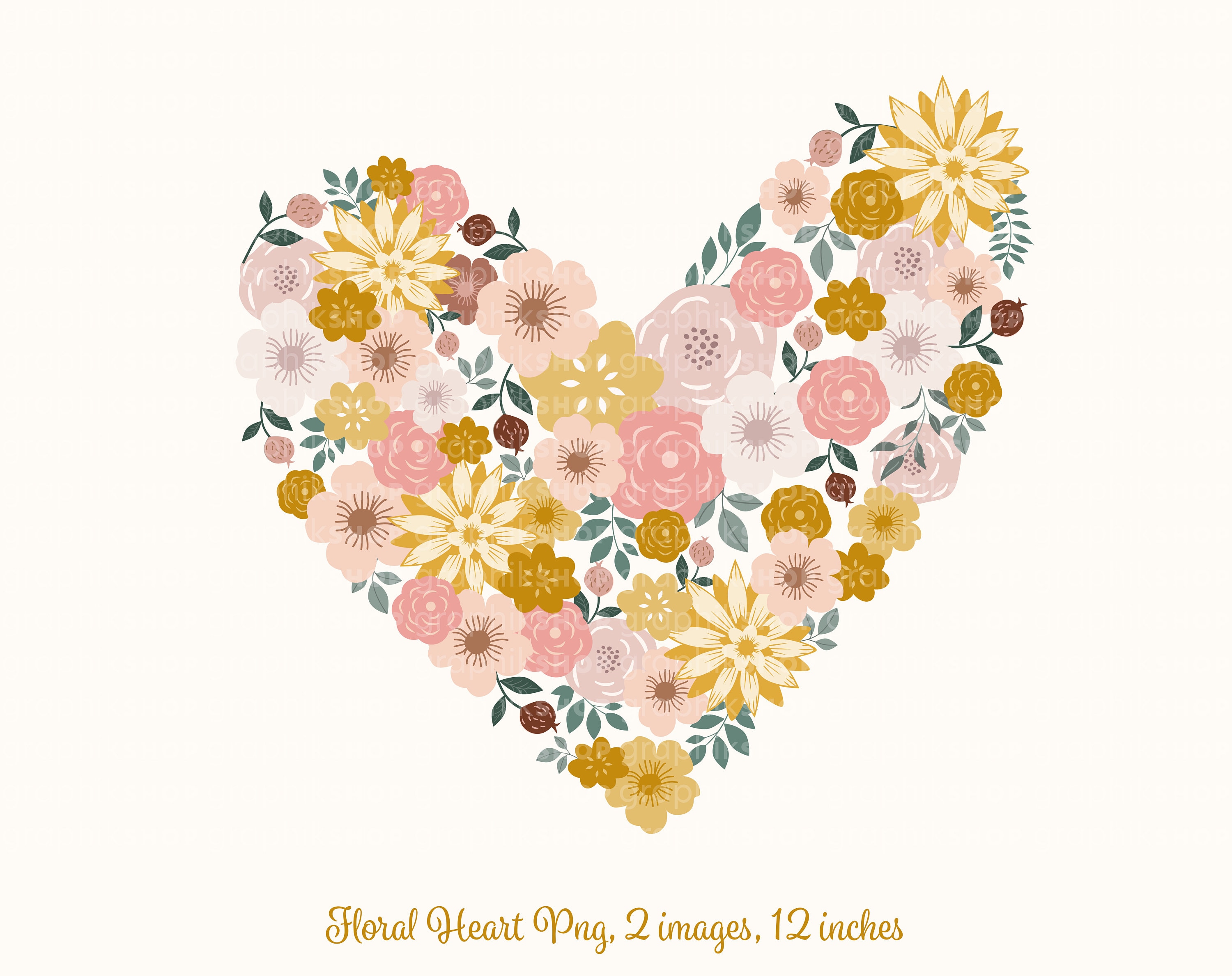 Floral Heart Clipart Heart Clipart Png Valentine Clipart - Etsy