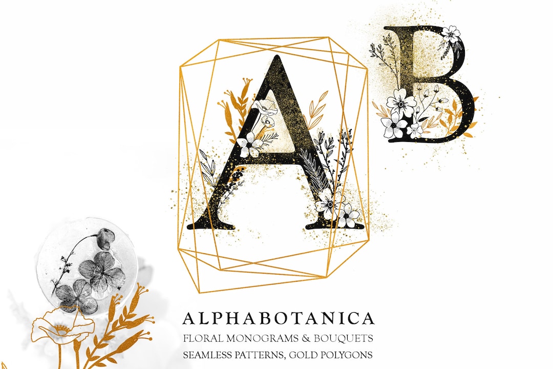 Botanical Alphabet, Floral Letters Png, Botanical Clipart, Alphabet ...