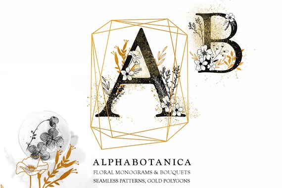Botanical Alphabet Floral Letters Png Botanical Clipart | Etsy
