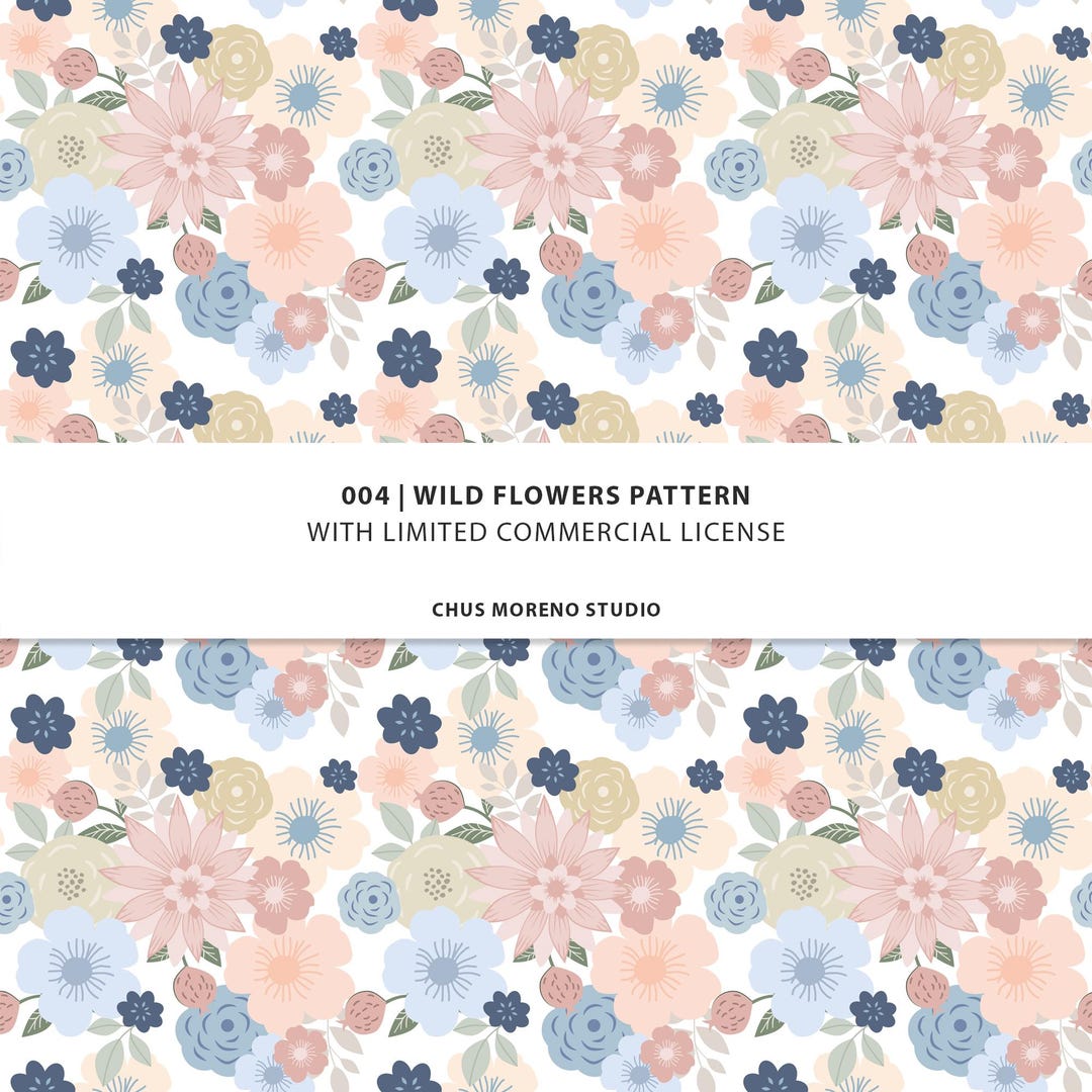 Wild Flowers Seamless Pattern, Seamless Commercial Use, Meadow Seamless ...
