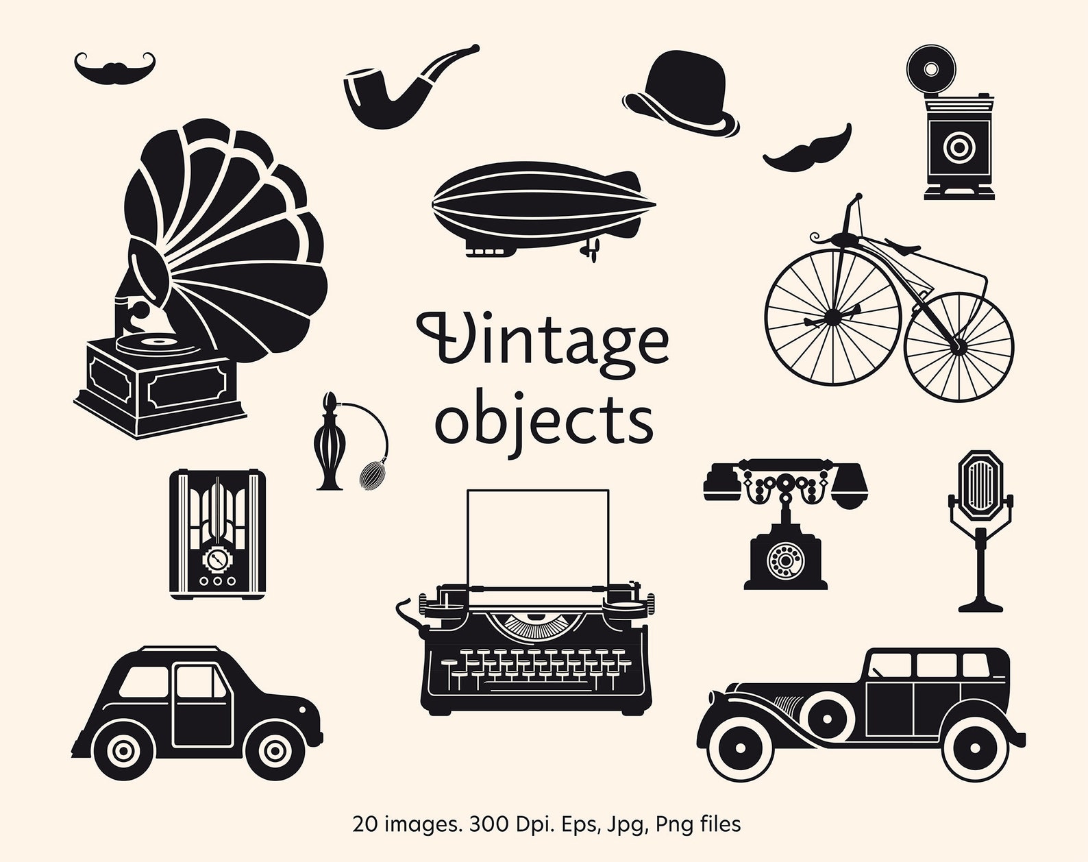 Vintage Objects Clipart Old Style Clipart Vintage Clip Art | Etsy
