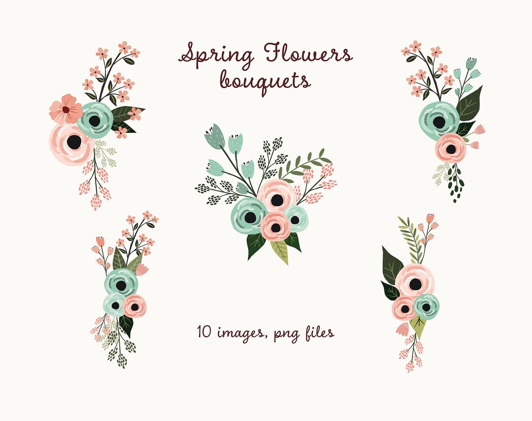 Spring Flowers Clipart Arrangements Clipart Floral Bouquet - Etsy