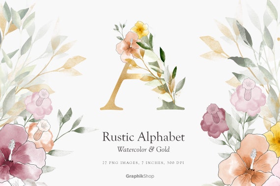 Watercolor Alphabet Floral Alphabet Png Floral Letters Png | Etsy