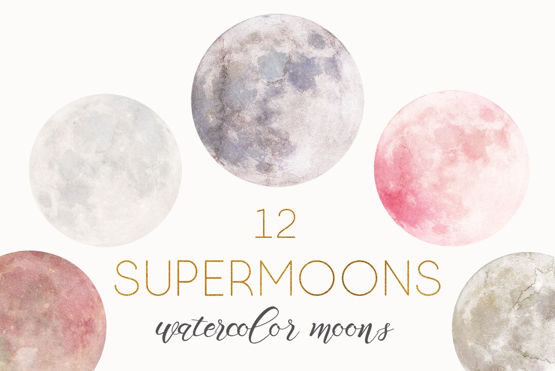 Watercolor Moon Clipart: Dreamy Celestial PNG Images (12 PNG Files) - Etsy
