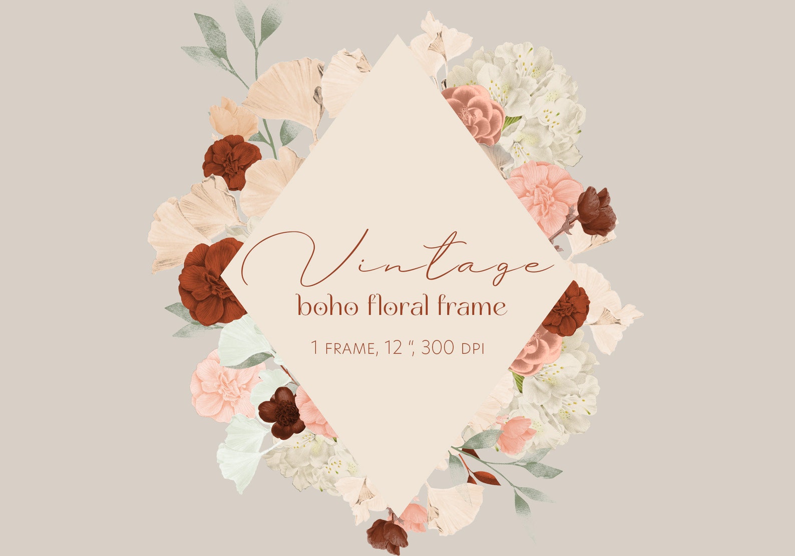 Floral Frame Clipart Boho Frame Clipart Botanical Clipart - Etsy