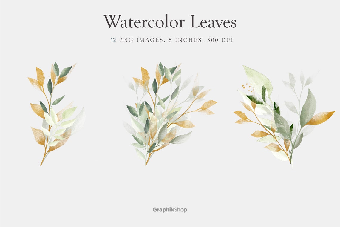 Watercolor Foliage Botanical Clipart Greenery Clip Art - Etsy