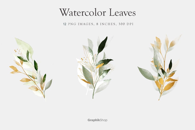 Watercolor Foliage Botanical Clipart Greenery Clip Art - Etsy