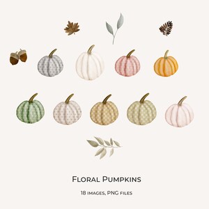 Boho Fall Pumpkin Clipart – 18 Watercolor Floral Pumpkins and Bouquets ...