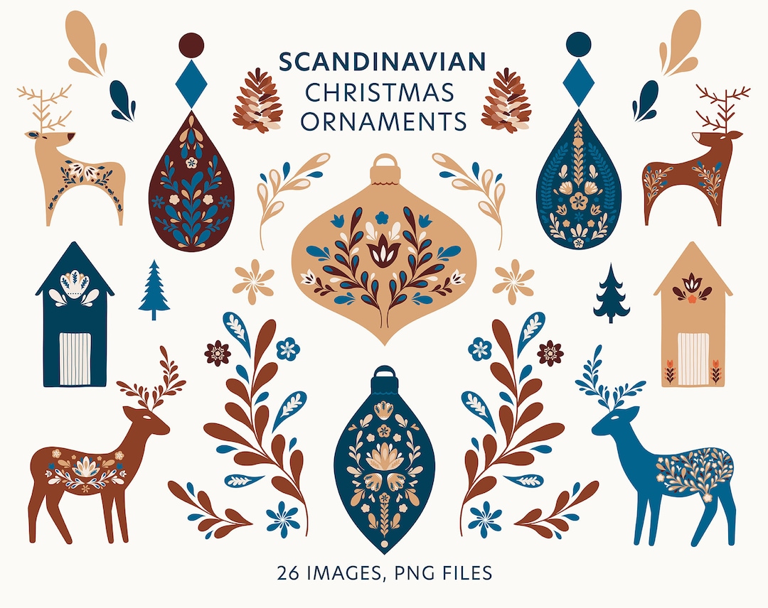 Scandinavian Christmas Ornaments, Folk Art Images for Christmas, Hygge ...