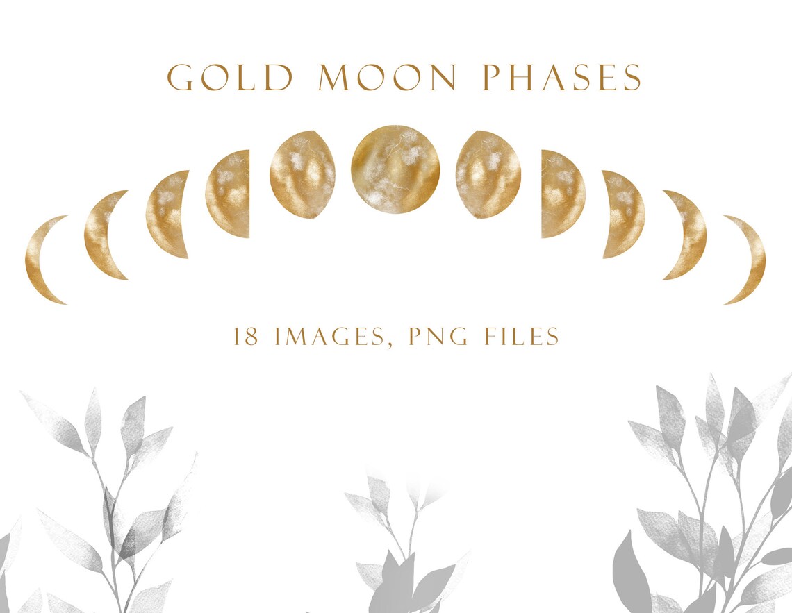 Gold Moon Phases Clipart Lunar Clip Art Gold Moon Clipart - Etsy