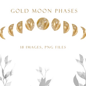 Gold Moon Phases Clipart Lunar Clip Art Gold Moon Clipart - Etsy
