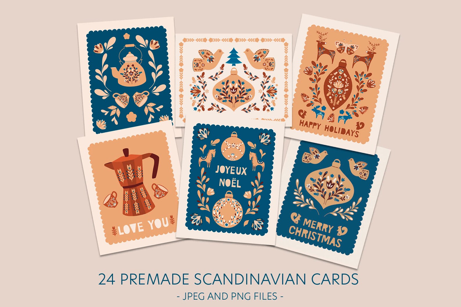 Scandinavian Cards Folk Christmas Card Digital Xmas Card - Etsy