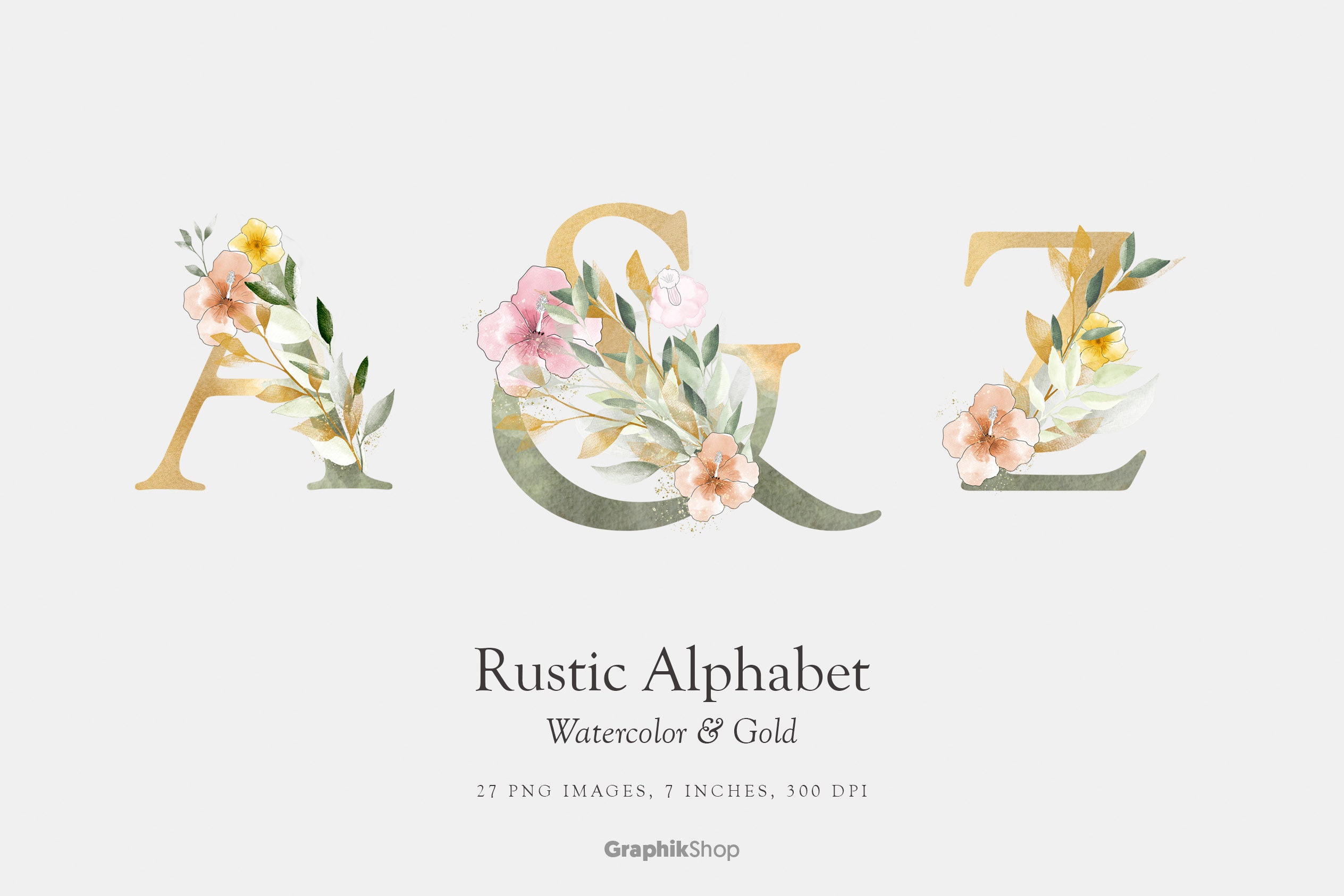 Watercolor Alphabet Floral Alphabet Png Floral Letters Png - Etsy