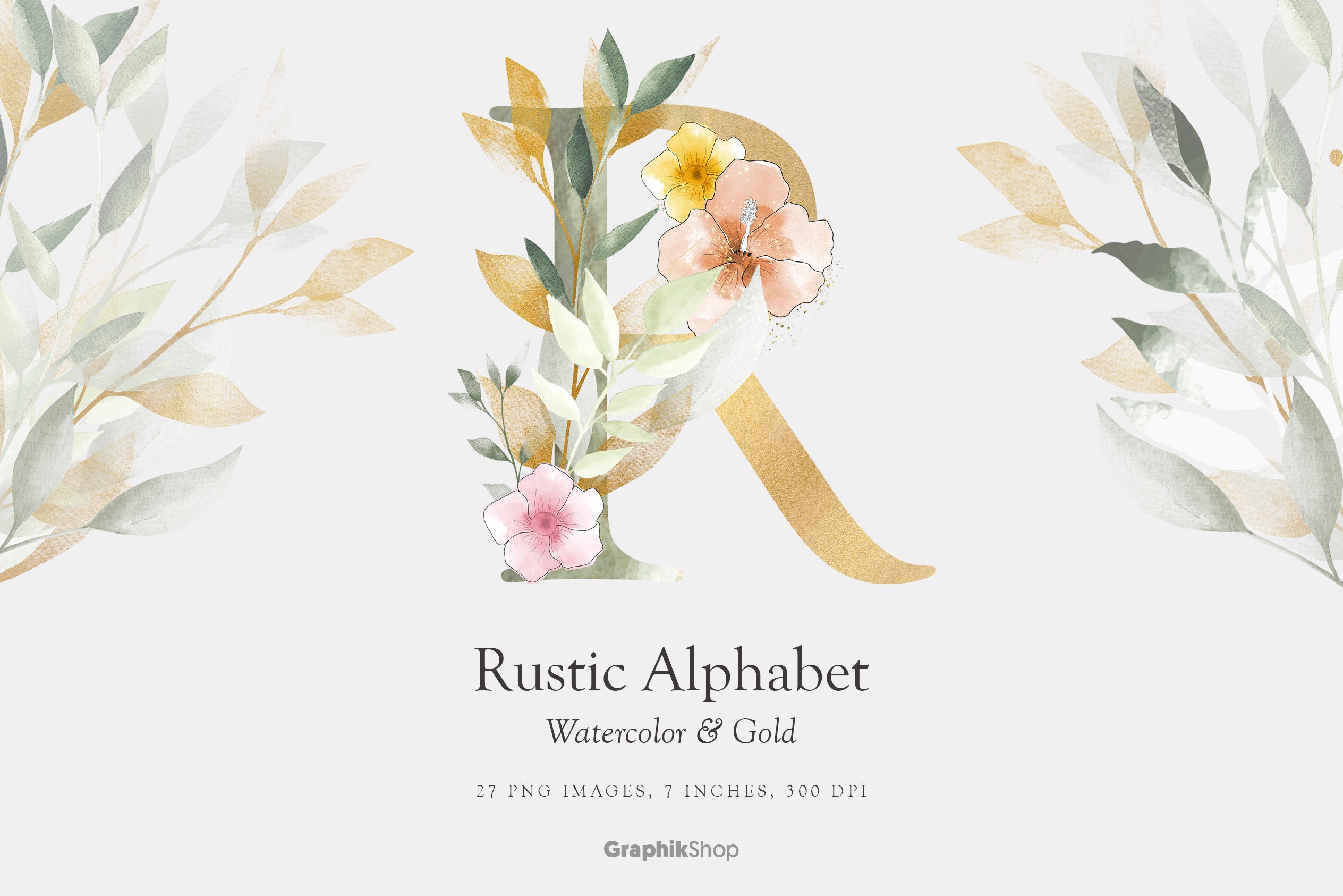 Watercolor Alphabet Floral Alphabet Png Floral Letters Png - Etsy