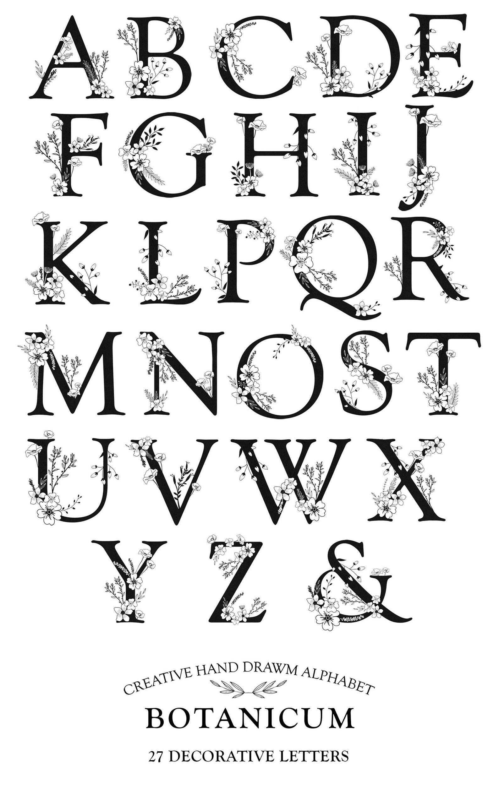 Floral Letters Png Botanical Alphabet Botanical Clipart - Etsy