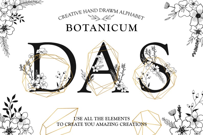 Floral Letters Png Botanical Alphabet Botanical Clipart - Etsy