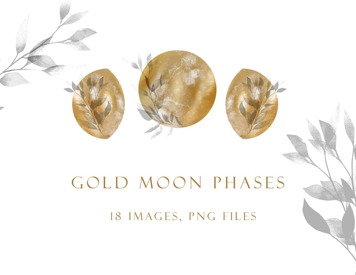Gold Moon Phases Clipart Lunar Clip Art Gold Moon Clipart - Etsy