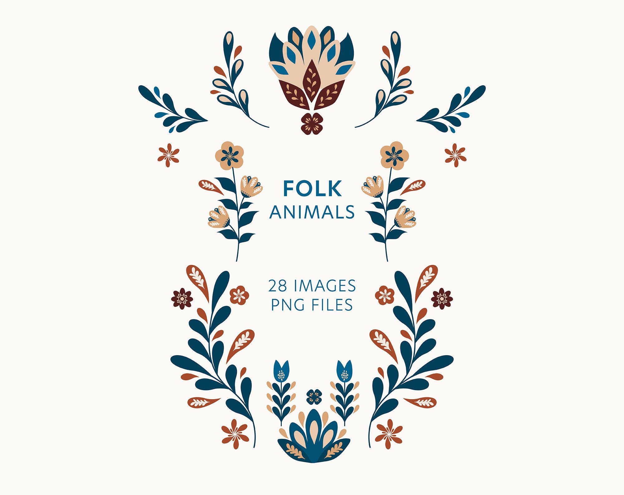 Folk Animals Clipart Scandinavian Clipart Nordic Clipart - Etsy