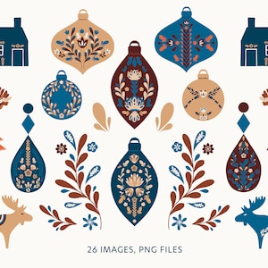 Scandinavian Christmas Ornaments, Folk Art Images for Christmas, Hygge ...