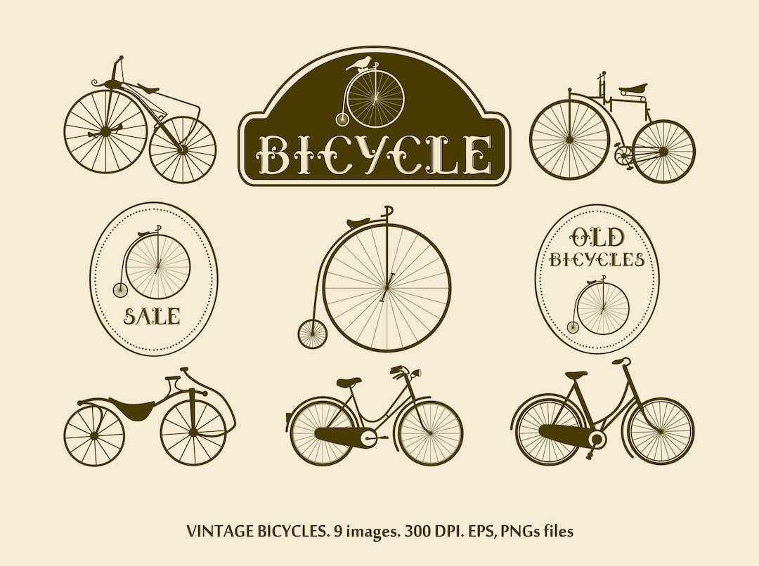 Vintage Bicycles Clipart, Bicycle Clipart, Bicycle Png, Bicycle Logo ...