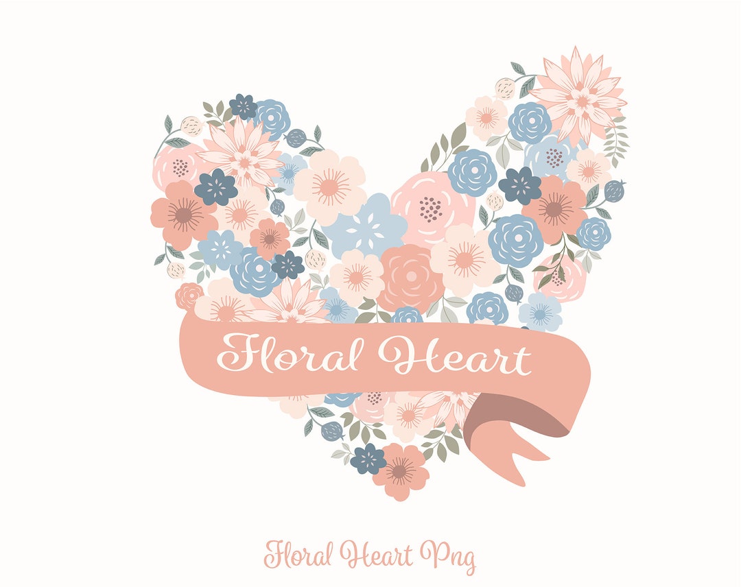 Floral Heart Clipart, Floral Heart Shape, Heart Clipart Png, Valentine ...