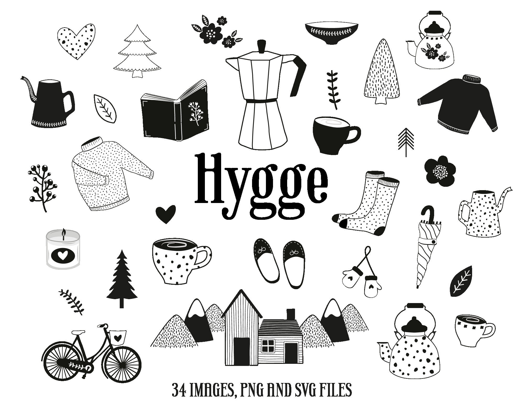Hygge Clipart Scandinavian Clipart Nordic Clip Art Svg - Etsy