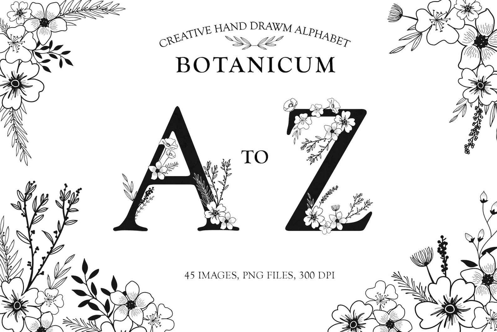 Floral Letters Png Botanical Alphabet Botanical Clipart - Etsy