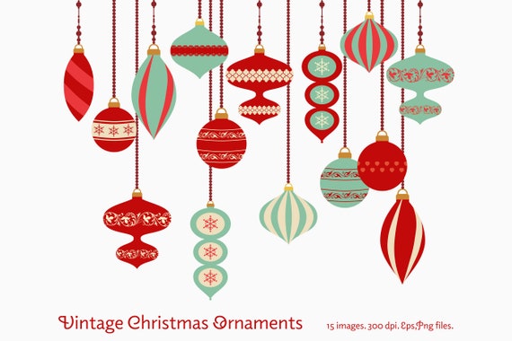 Vintage Christmas Ornaments Clip Art