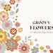 Groovy Flowers Clipart Groovy Floral Clipart Retro Flowers - Etsy
