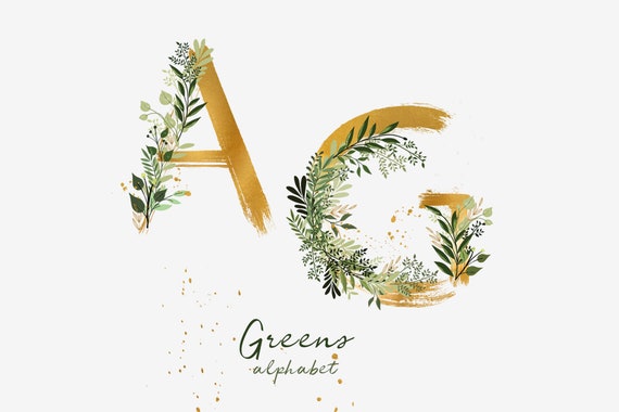 Greenery Alphabet Floral Letters Png Alphabet Clipart | Etsy
