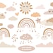 Clouds Clipart, Boho Sun Clouds and Rainbows, Weather Clipart, Raibows ...