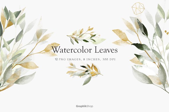 Watercolor Foliage Botanical Clipart Greenery Clip Art - Etsy