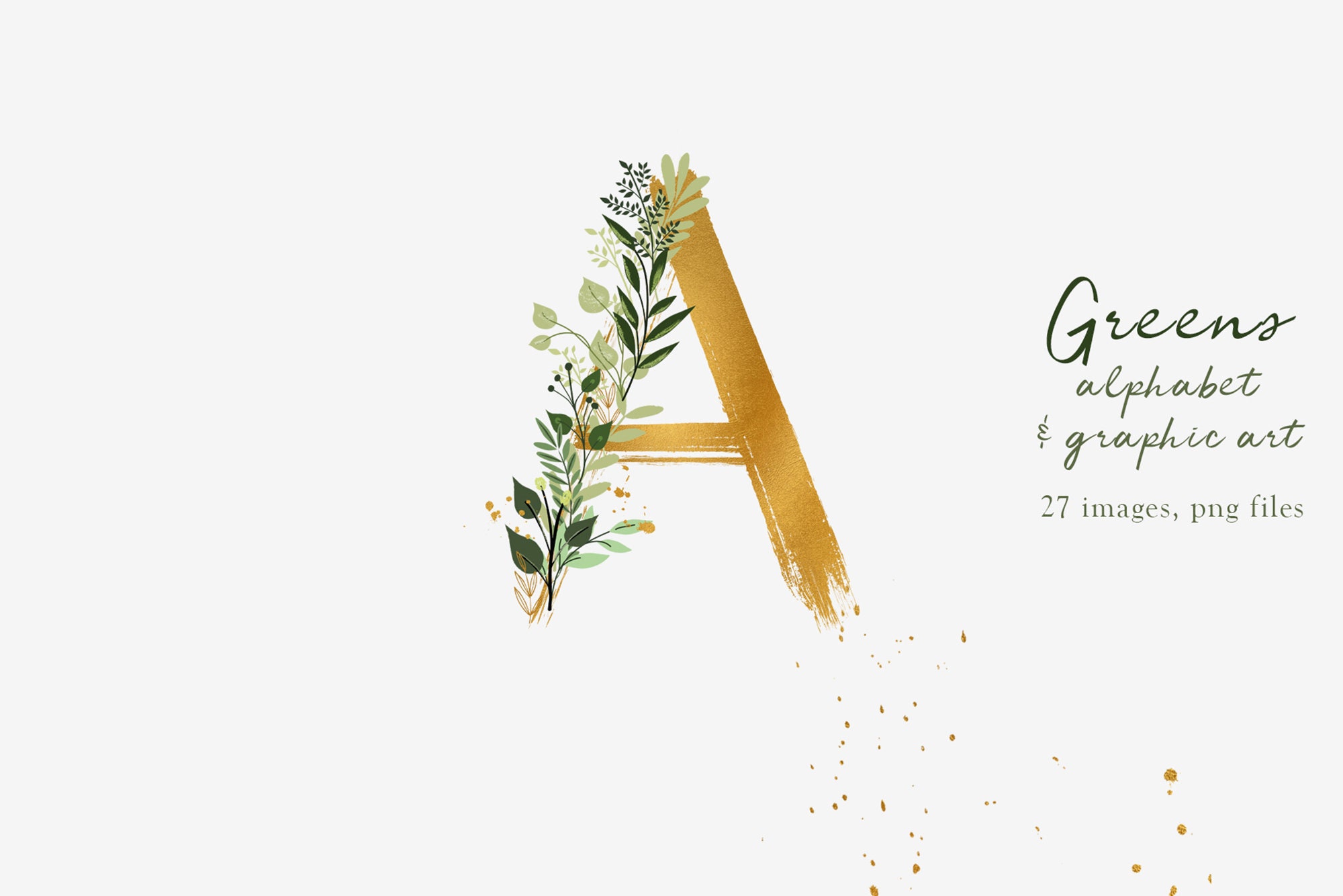 Greenery Alphabet Floral Letters Png Alphabet Clipart - Etsy