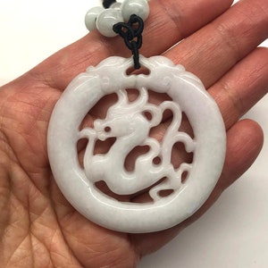 Jade Dragon Pendant, Carved Jade Pendant Necklace, Carved White Colour ...