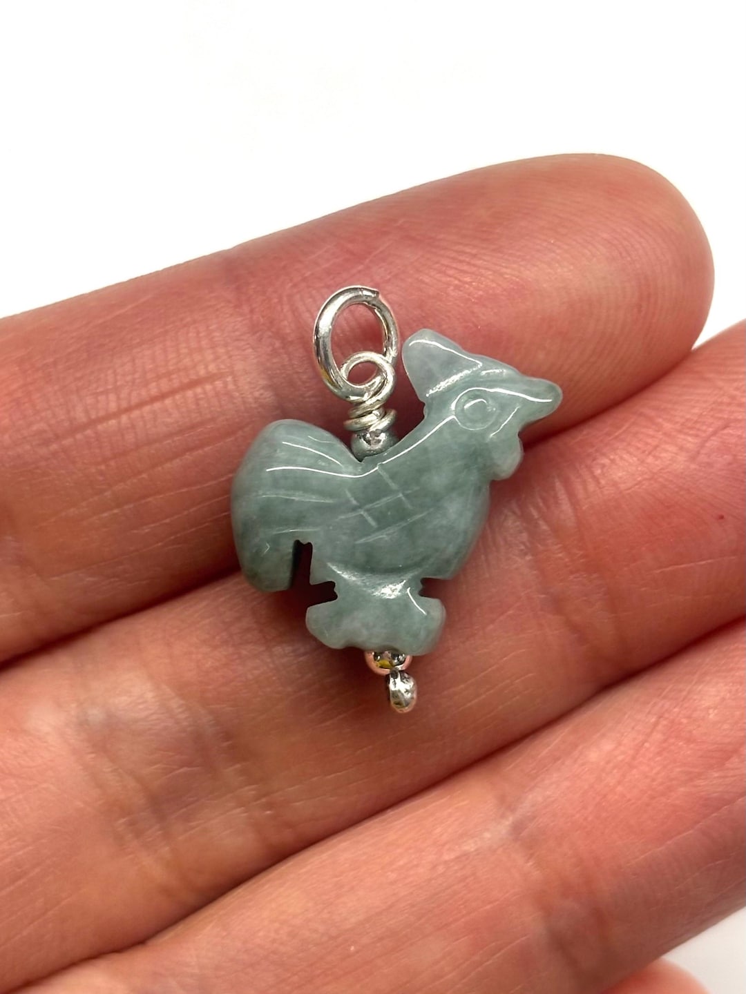 Carved Jade Rooster Charm, Chinese Zodiac Jade Rooster Pendant, Jade ...
